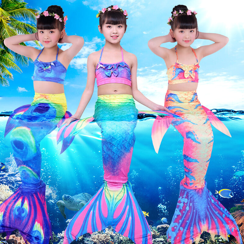 Костюм для плавания "Русалочка" ( очки, шапочка, венок, ласты, хвост, топ, трусики)