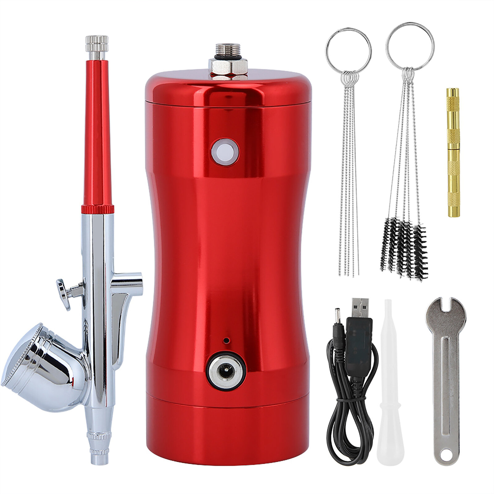 Мини-аэрограф G12 0,3 мм с насосом для тонкого распыления (красный),