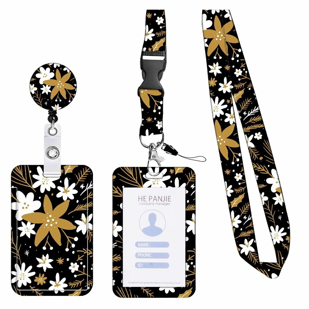 Цветочный Выдвижной Держатель Карточки Для Бейджа и Набор Талрепов, Держатель Катушки для Бейджа с Именем для Школы, Офиса, Больницы