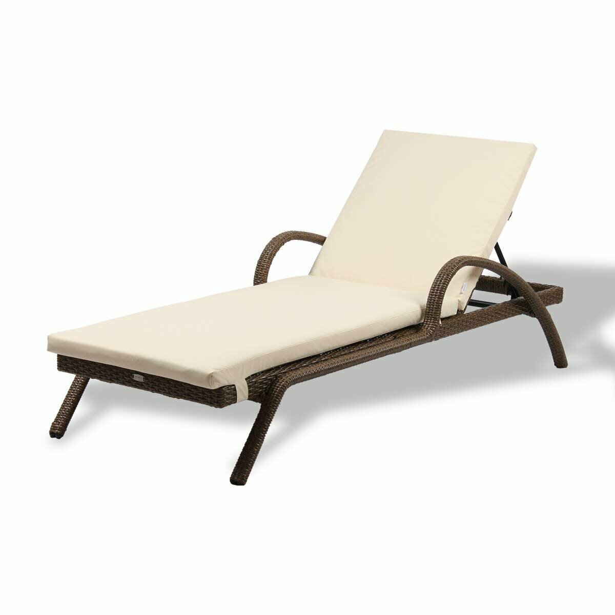 Шезлонг MALACCA Айон, с искусственным ротанговым каркасом, с матрасом и подушкой, цвет зебрано