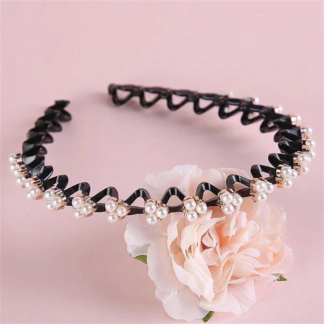 Элегантные ленты для волос унисекс с жемчугом для мужчин и женщин, спортивная повязка на голову со стразами, ленты для волос, заколки для макияжа, модные аксессуары для волос