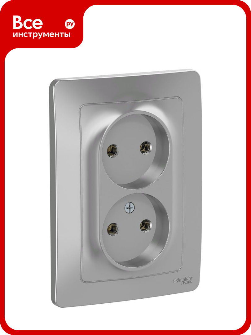 Розетка Systeme Electric Blanca внутр Алюминий 2-ая б/з без шторок, 16А, 250В SE BLNRS000023, 250 В, удобна