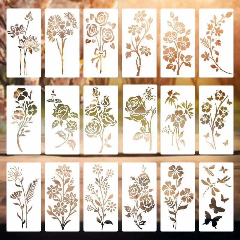 Трафареты для рисования цветов 24 шт. 18pcs C