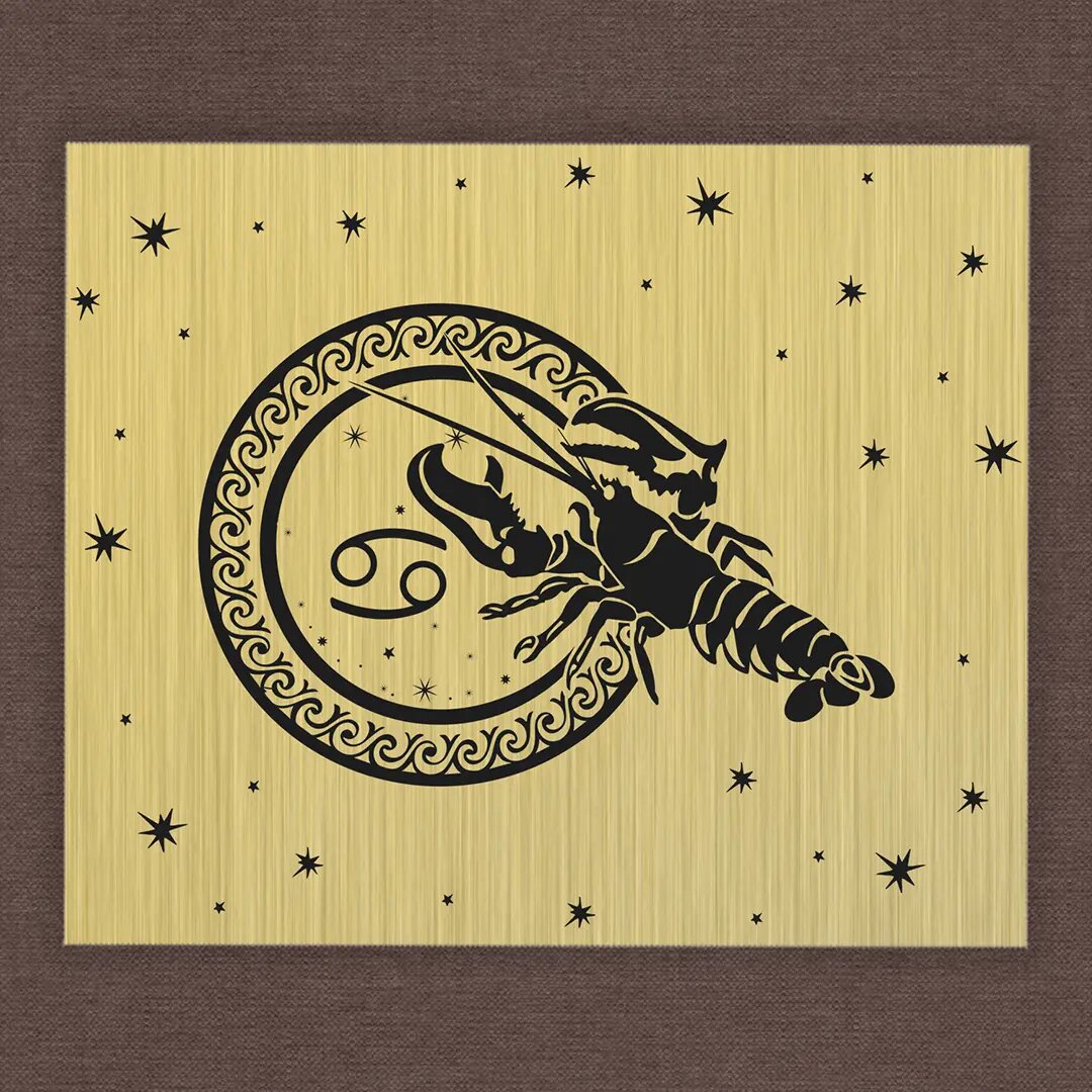 Бокалы Набор из 2-х бокалов для вина/шампанского с накладкой "Рак" в подарочной коробке (Объем бокалов 236 мл, Упаковка 28х19х12 см)