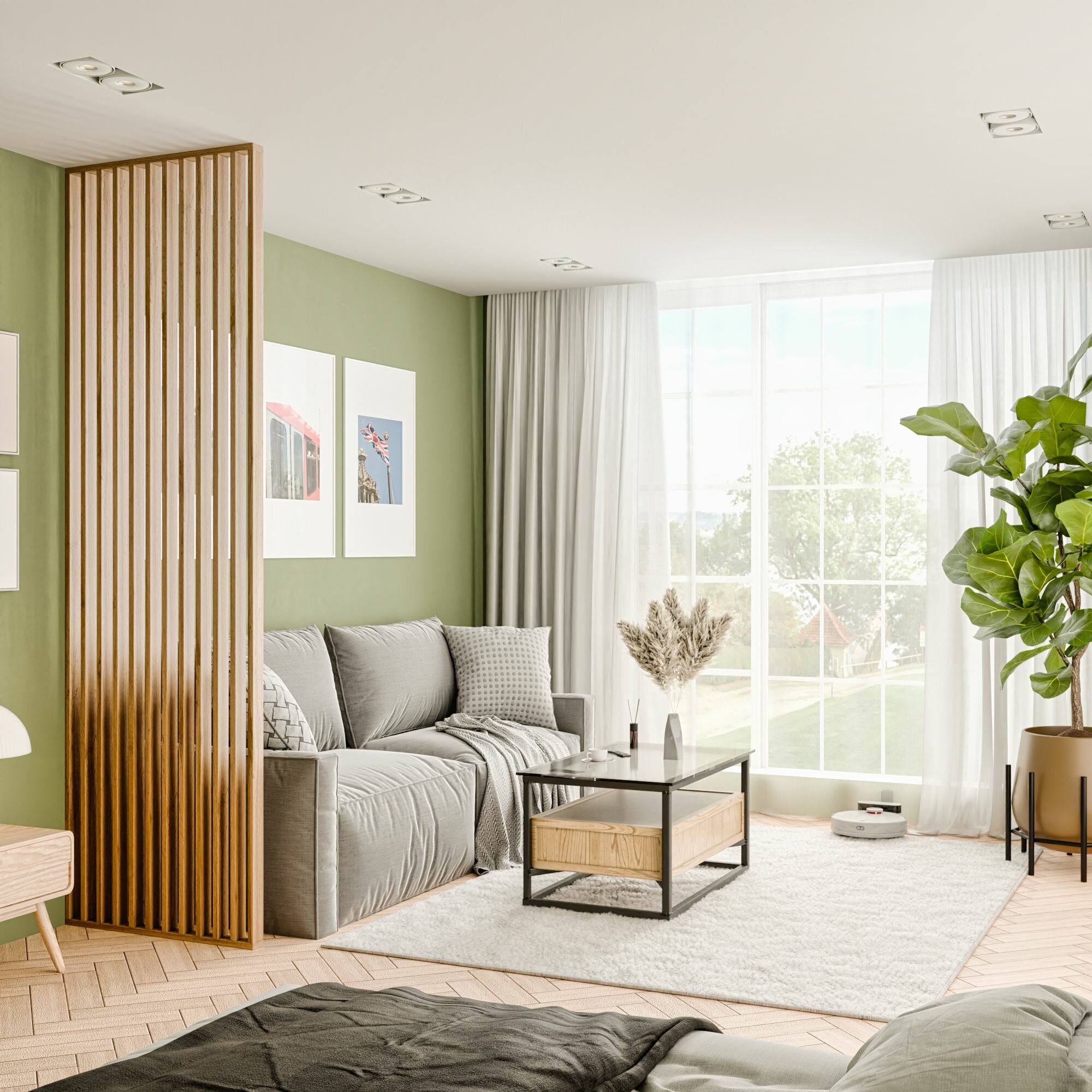 Реечная перегородка для зонирования 814 мм, рейки 22х60 мм, рейки клуб