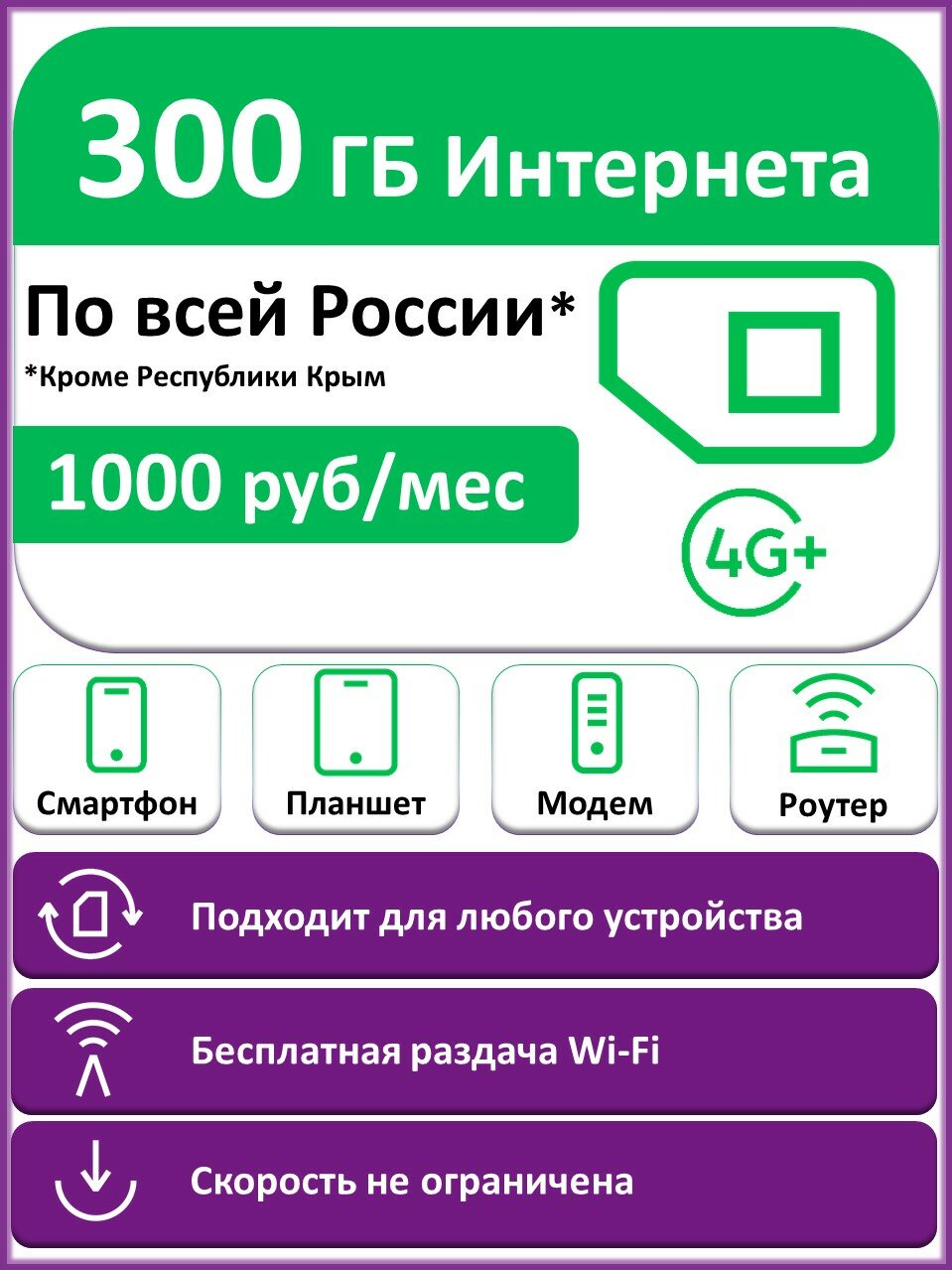 Тариф Интернет 300 ГБ МегаФон