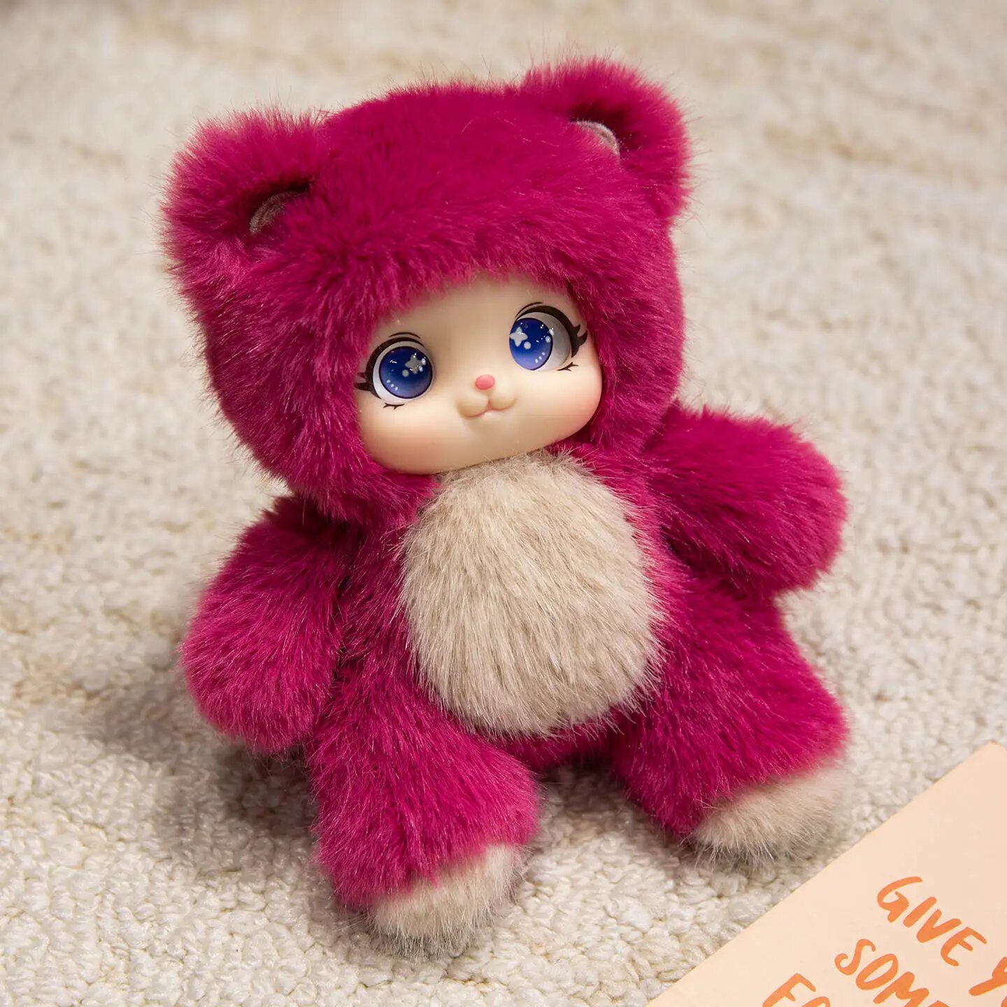 Funny Pendant Animals Vinyl Face Plush Toys Animal Toys Pendant Rabbit Bear Sheep Gift for Animal Enthusiasts Kids Hang Bag