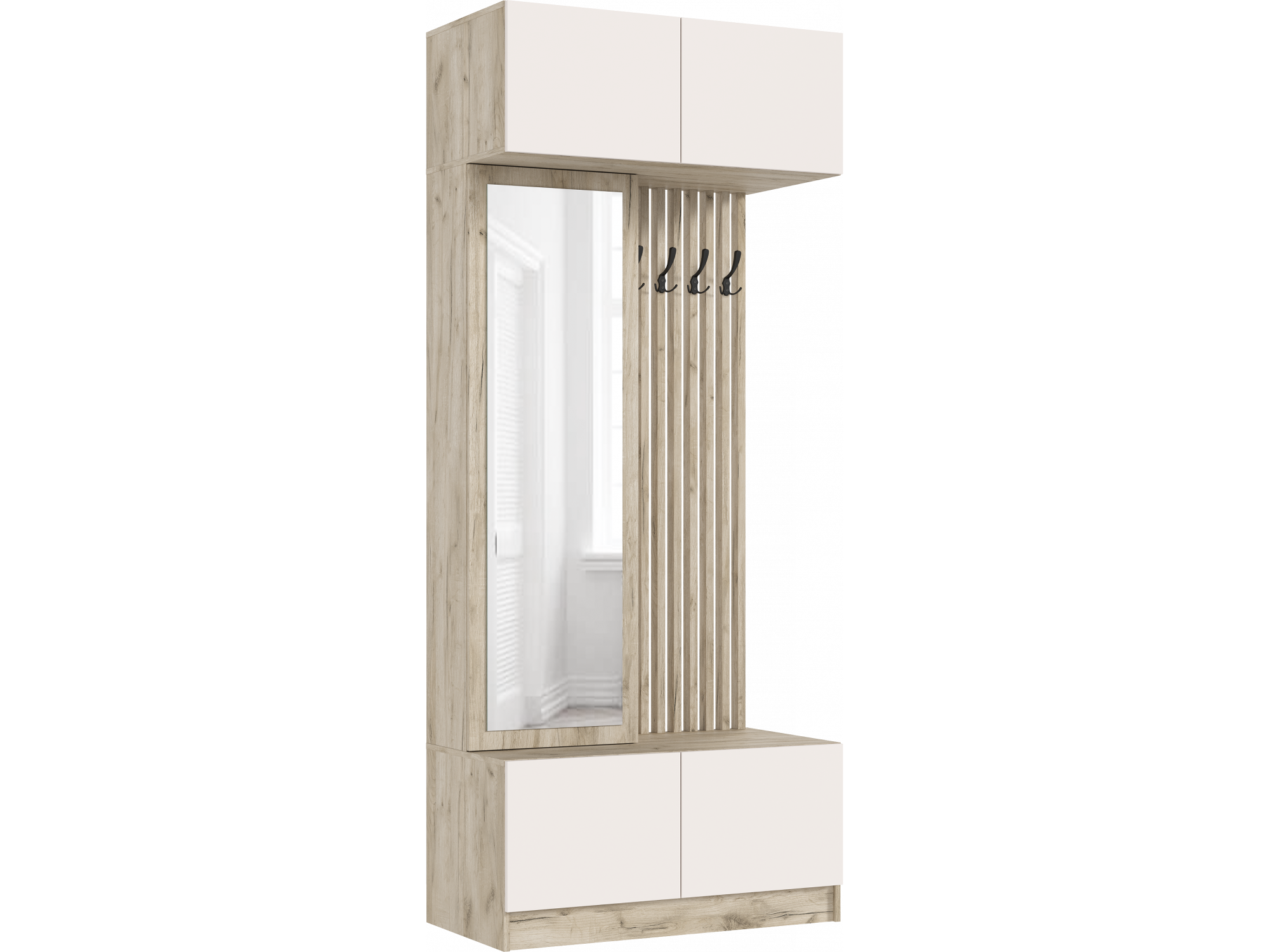 Прихожая в современном стиле, готовый комплект, Дуб крафт серый/Кашемир