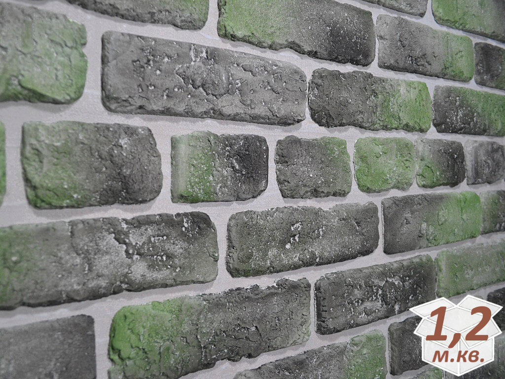 Декоративный кирпич Русский Камень Выветренный Зеленый лофт, 1,2 м. кв.