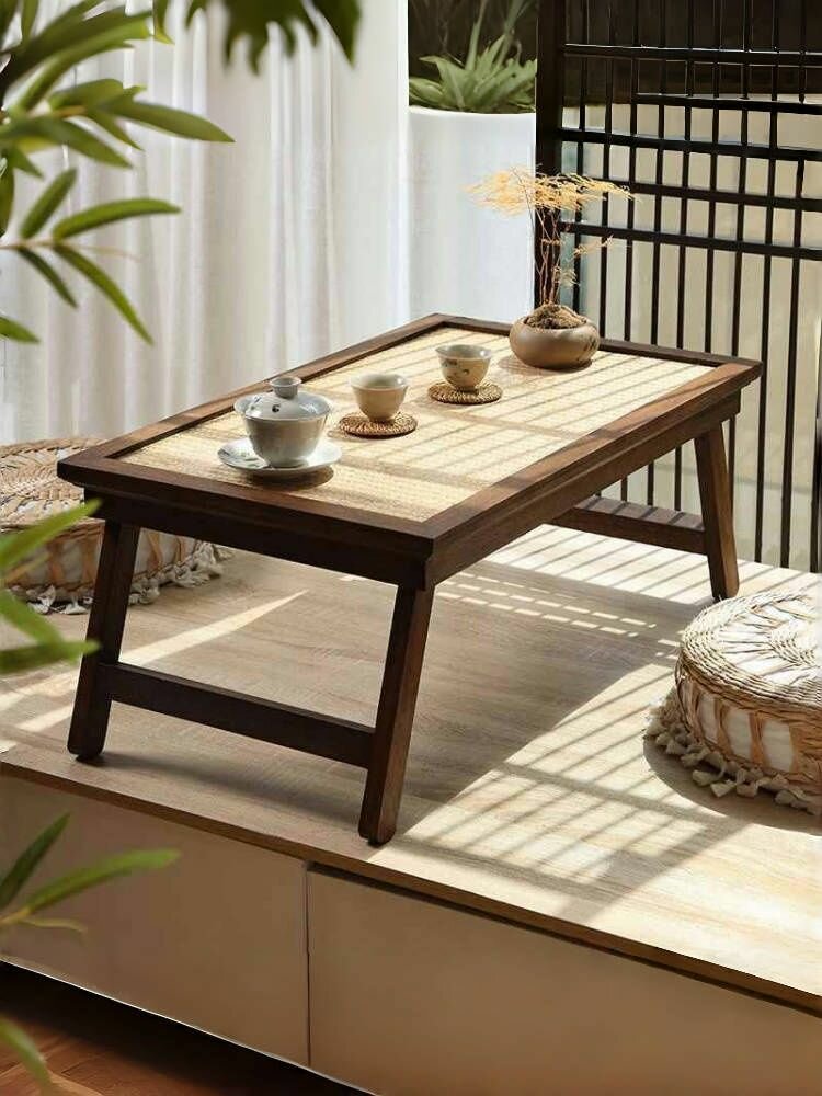 Чайный столик, складной, бамбуковая столешница, массив дерева, японский стиль