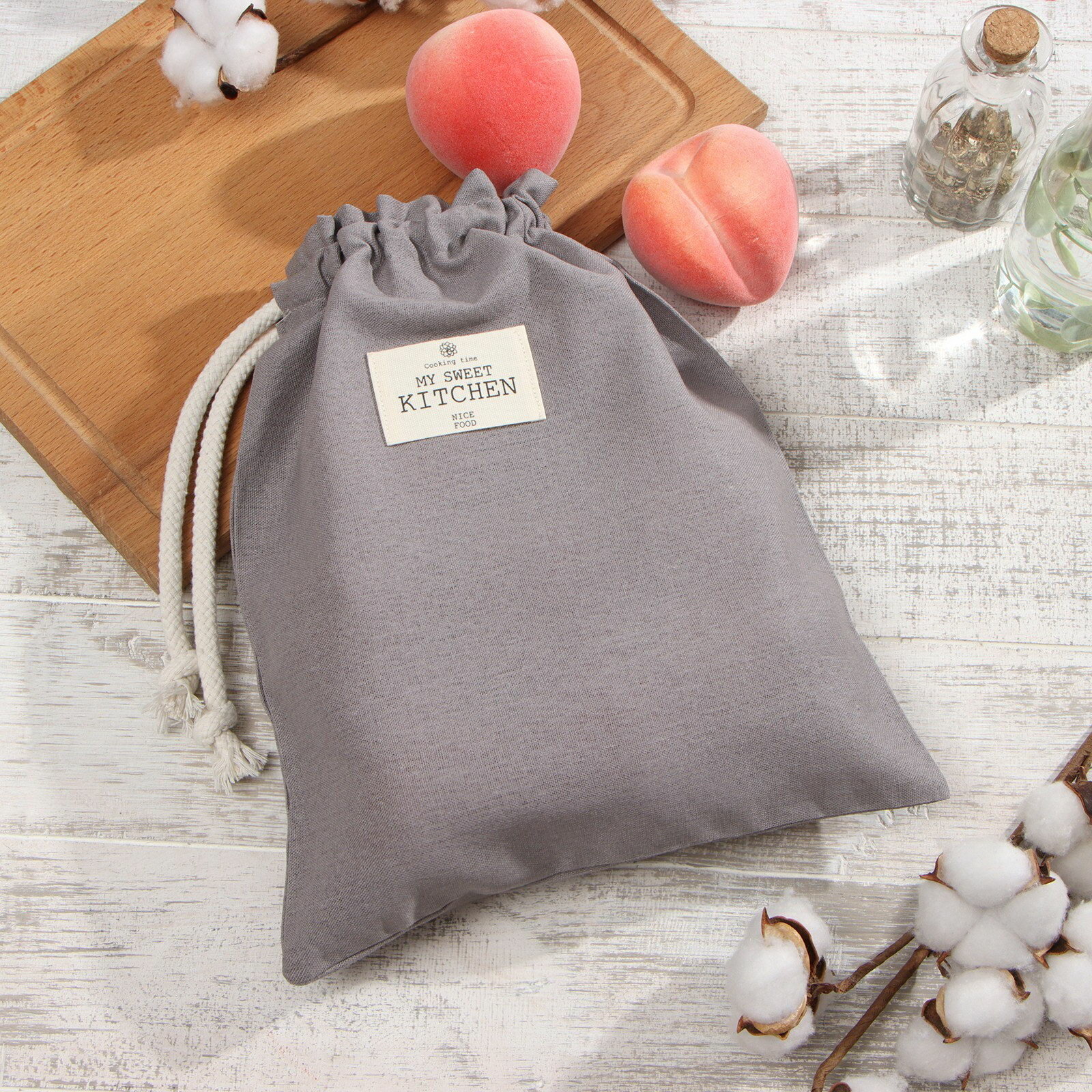 Мешочек текстильный ECO, серый, 27x34 см, 70% хлопок, 30% лён, 190 г/?2