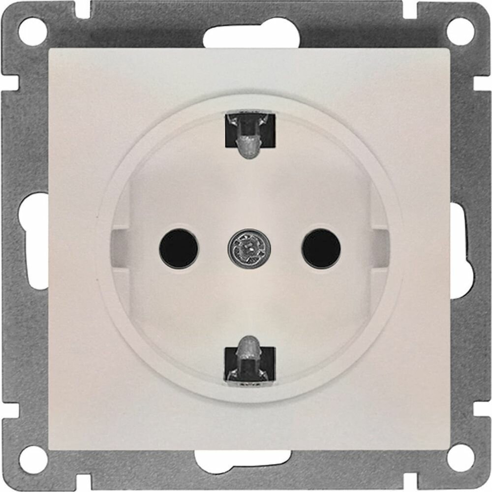 Розетка 1-м СП Афина 16А IP20 с заземл. механизм бел. Universal A0028