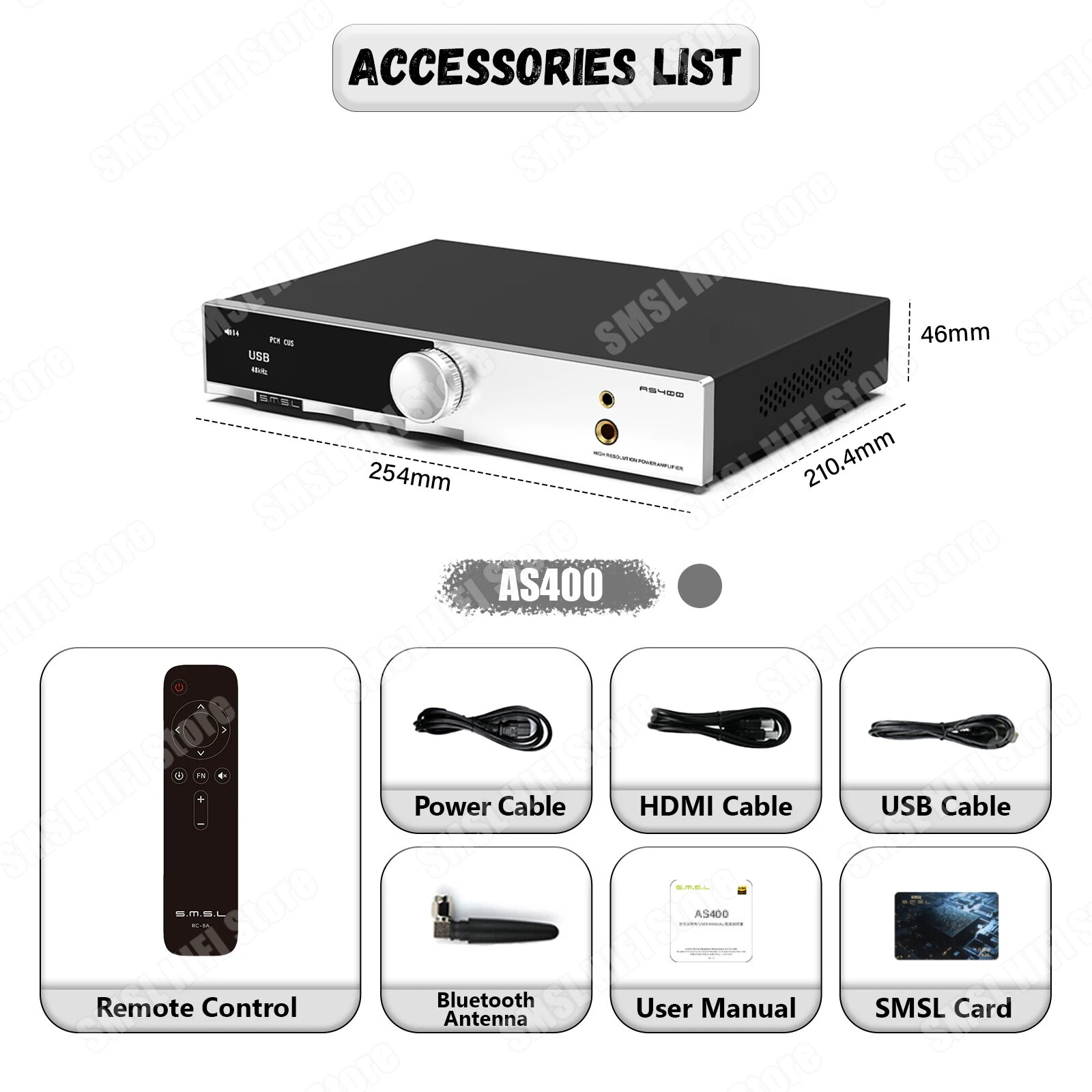 SMSL AS400 Hi-Res ЦАП усилитель для наушников AS400 Sliver