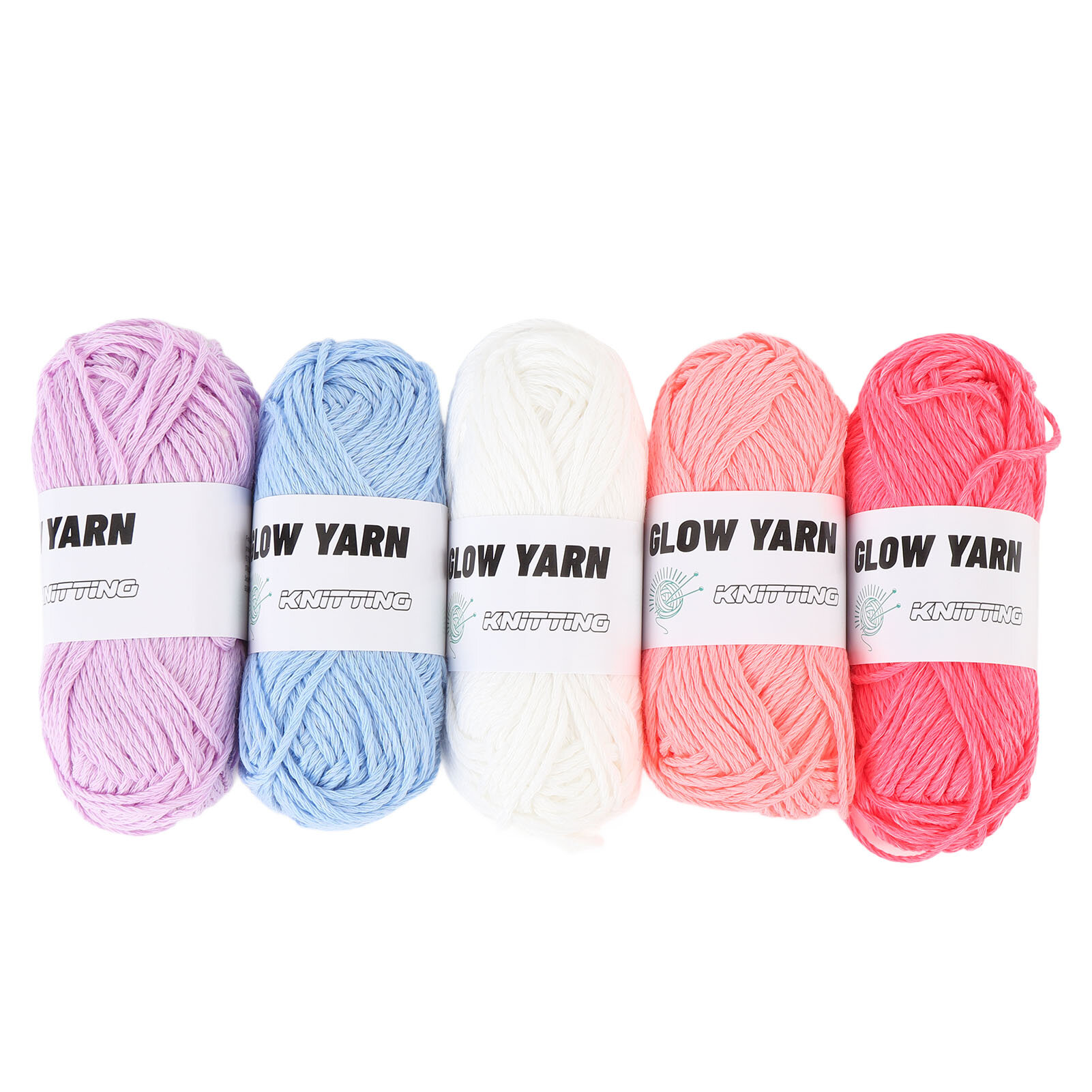 5 шт. светящейся пряжи для вязания спицами и крючком, для рукоделия, творчества, подарков, 49 ярдов в рулоне.
