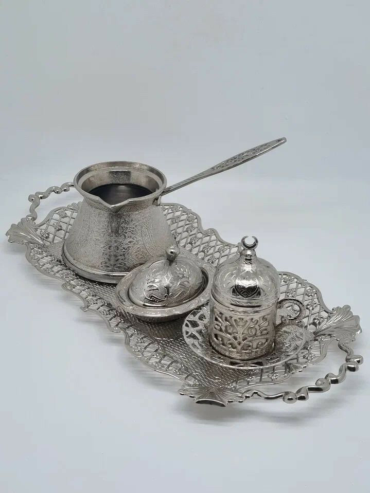 Набор ВИП поднос, турка, лукумница и кофейная пара из замака