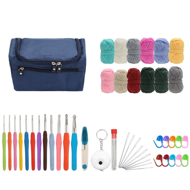Набор для Вязания Крючком Набор Крючков для Вязания Крючком с Сумкой Для Хранения Игла для Вязания Крючком Эргономичный Инструмент для Вязания Крючком для Любителей Вязания Крючком