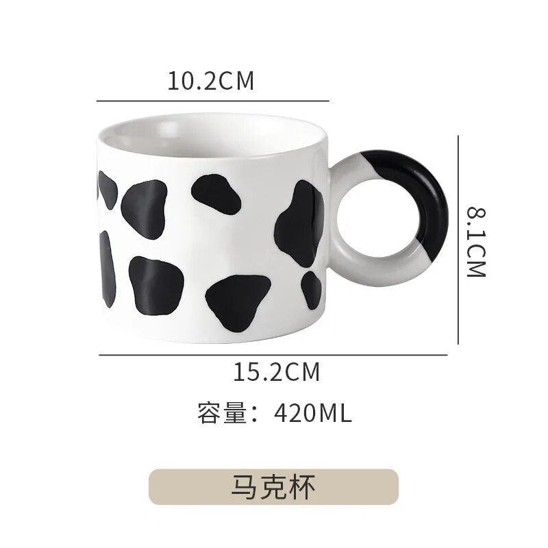 Керамическая кружка с коровьим рисунком 500 мл, mug, 401-500 мл