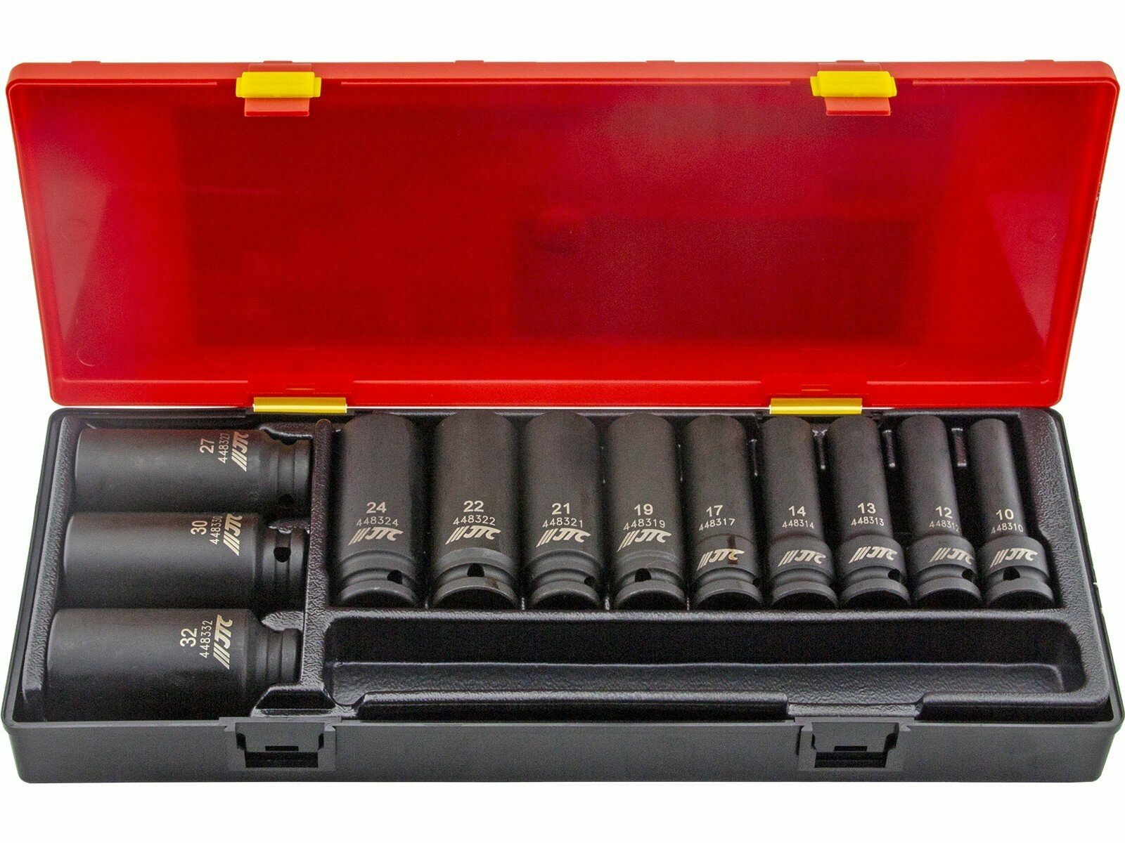 JTC-K4122 Набор головок торцевых глубоких ударных 12-гранных 1/2" 10-32мм (в кейсе) 12пр.
