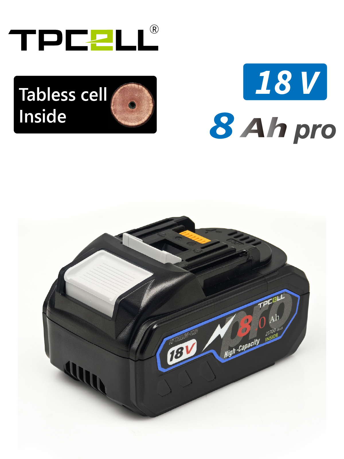 Tpcell 18V 21700 ячейки 8Ач pro аккумулятор для MT Power Tools