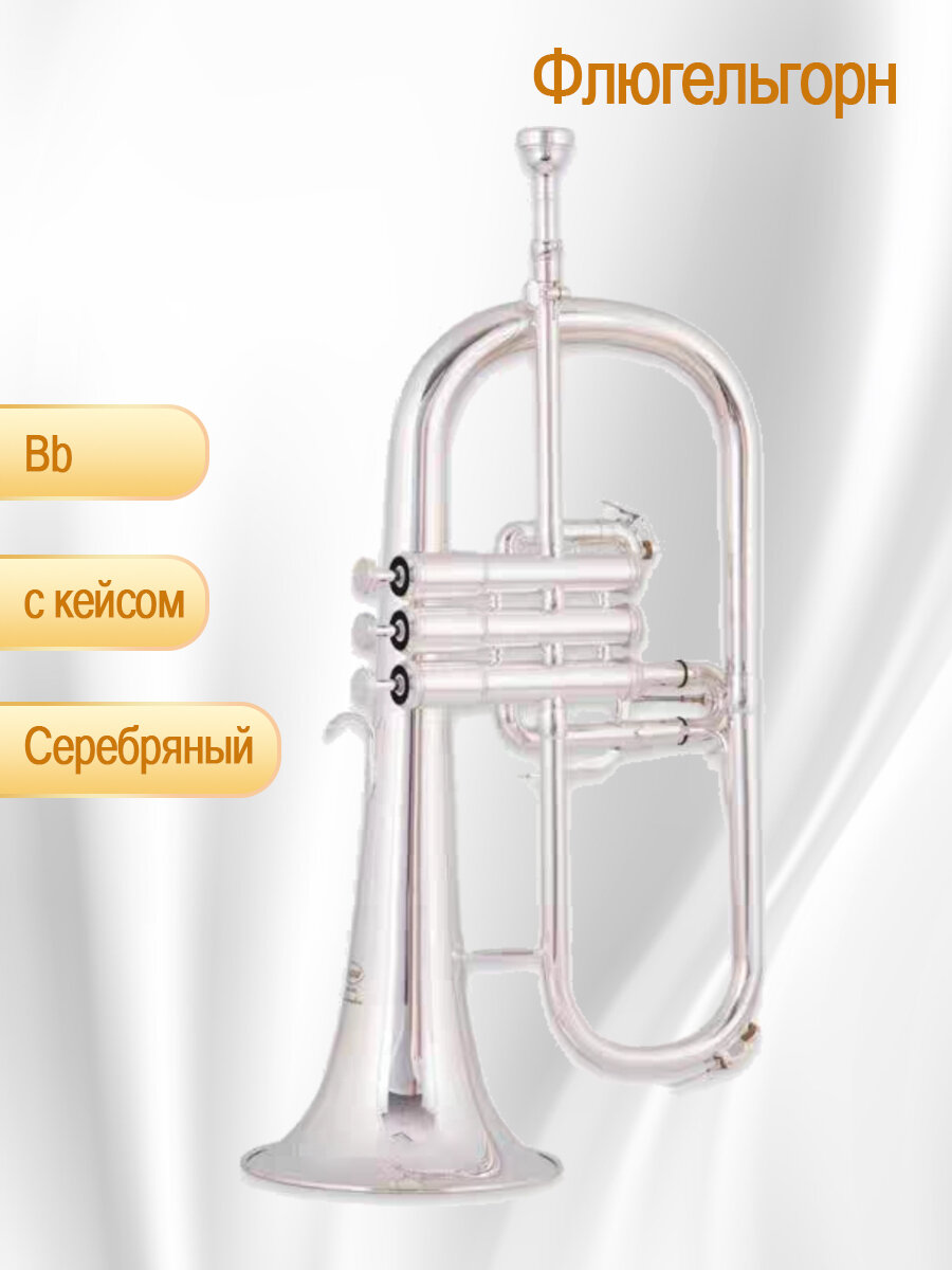Флюгельгорн Bach B в серебряном покрытии с кейсом для джаза и духового оркестра