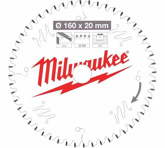 Диск пильный по дереву (160x20x2.2 мм; 52Z) для циркулярной пилы Milwaukee
