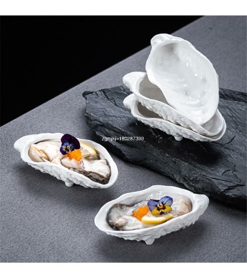 3 шт. Керамическая соусница в форме устрицы с подставкой 12.8*6*3.2cm / Маленькая тарелка / блюдо с приправой