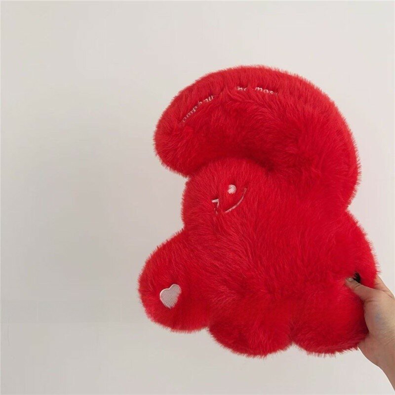 Heart pattern plush lumbar pillow for couch bed car office with embroidered details red small right