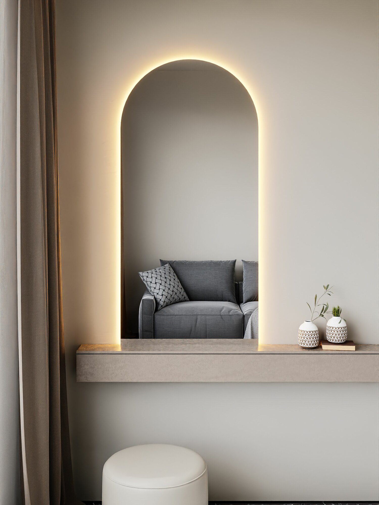 Зеркало настенное 140х60 см. BLX MIRROR М5 фигурное с подсветкой теплый свет 3000К