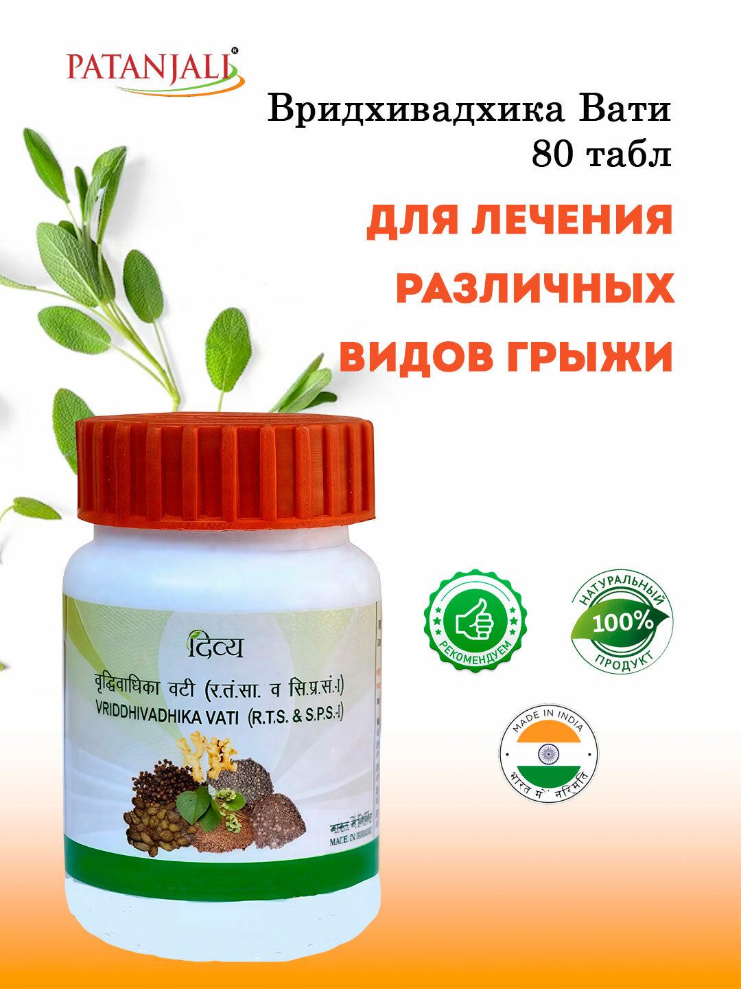 Вридхивадхика Вати Патанджали / Vriddhivadhika Vati Patanjali 80 табл