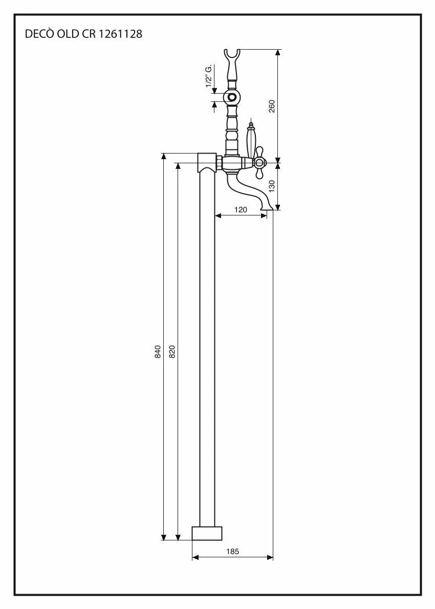 Emmevi deco old, двухвентильный напольный смеситель для ванны (излив 12 см) 1261128 br (Эммеви) 1261128/br