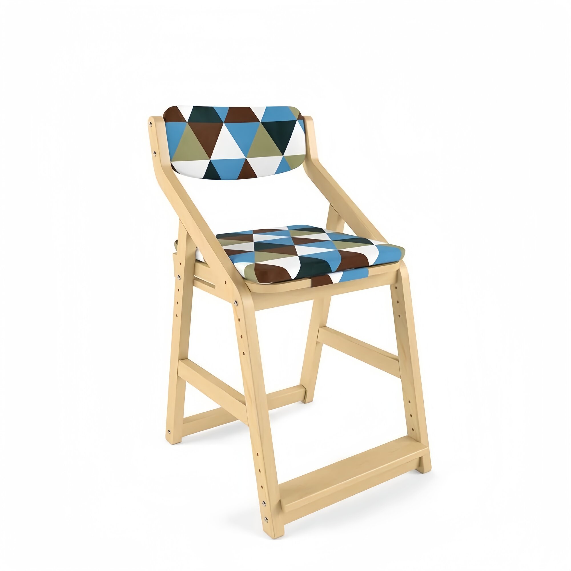 Стул детский регулируемый по высоте для школьника "Робин WOOD" без покрытия с чехлом Ромбусы