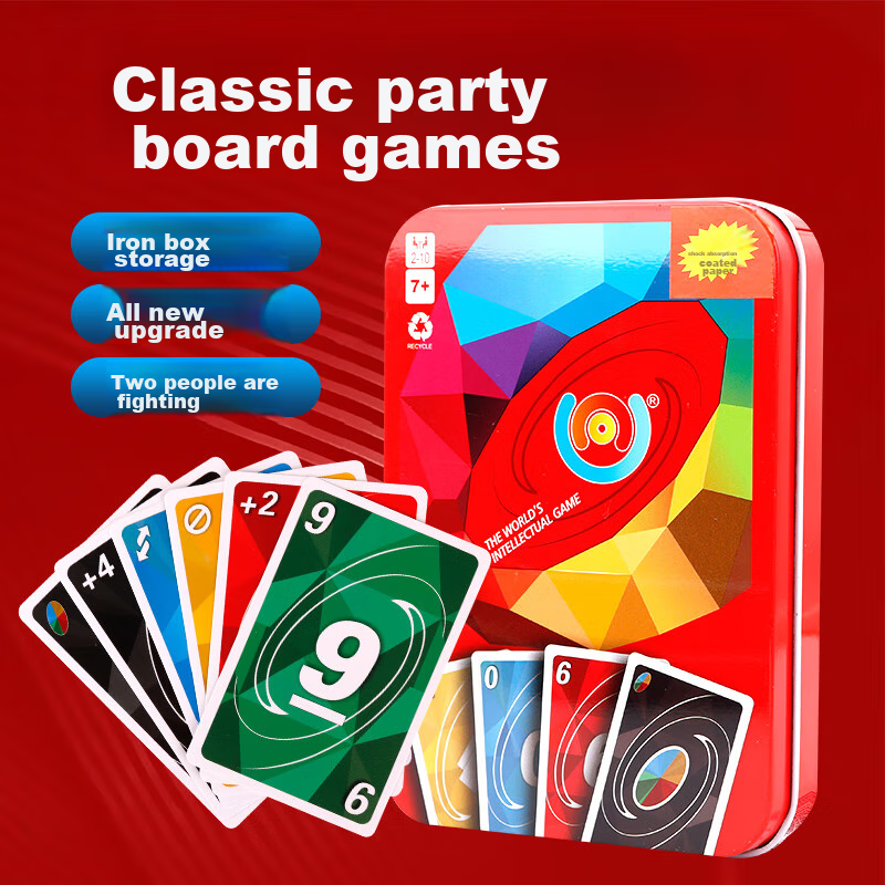 Zihu Younuo Brand Colorful Standard Edition, Kano Brand, Wuno Brand, Board Game Cards, Metal Box, Thickened Coated Paper Cards, Toy Games
