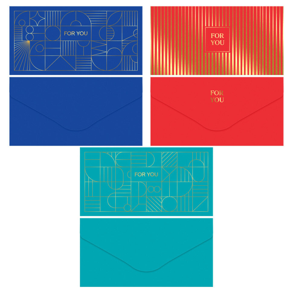 Конверт для денег MESHU "Strict lines", 85*164мм, soft-touch, фольга, 3 дизайна, 24 штук, 378274