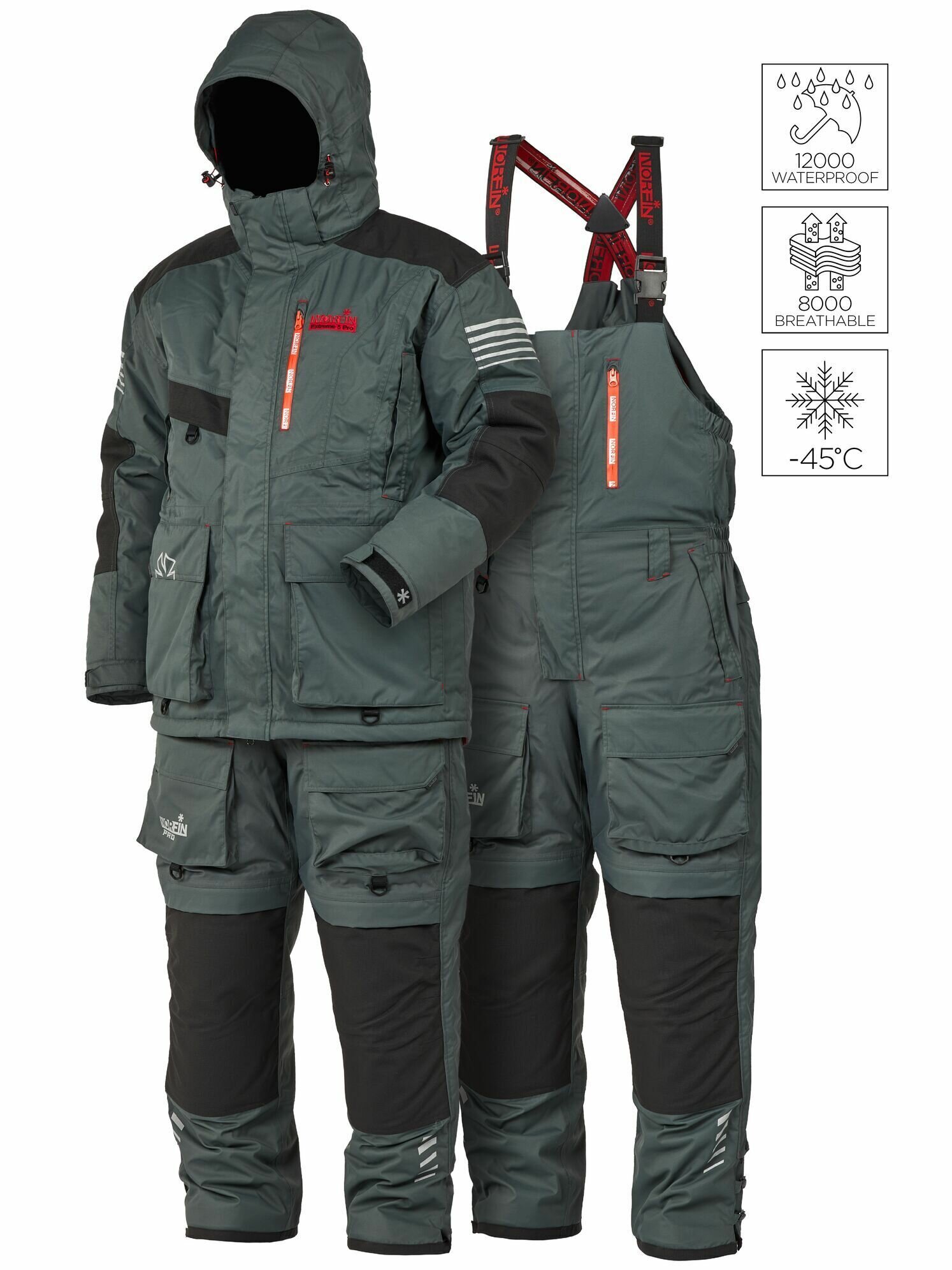 Костюм зимний Norfin EXTREME 5 PRO 04(черно-серый размер XL)