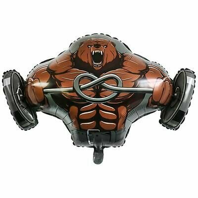 Воздушный шар фольгированный весёлая затея Медведь Качок, коричневый, 37"