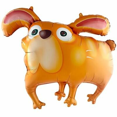 Воздушный шар фольгированный весёлая затея Собака ушастая рыжая, оранжевый, 32"