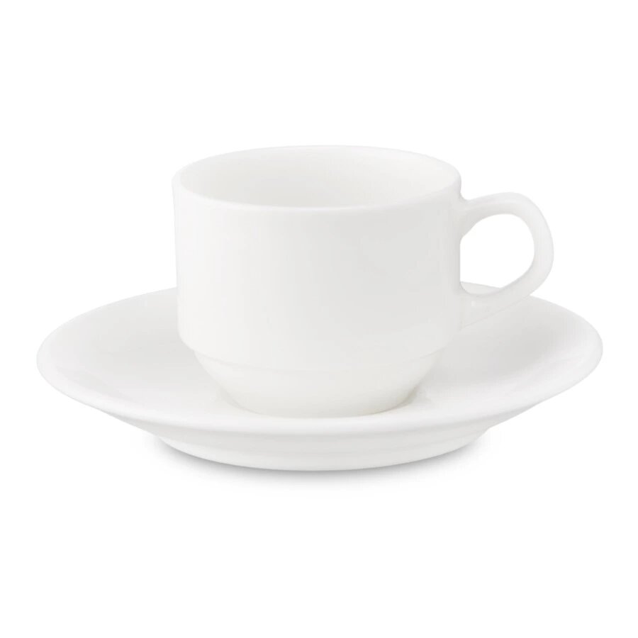 Чашка для эспрессо с блюдцем Narumi Белый декор 110 мл, фарфор костяной