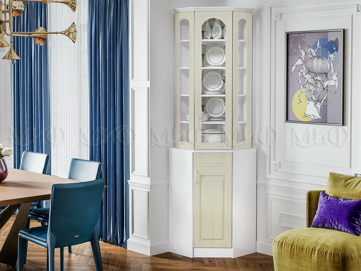 Буфет угловой Констанция (Фисташка, Белый) (Миф)