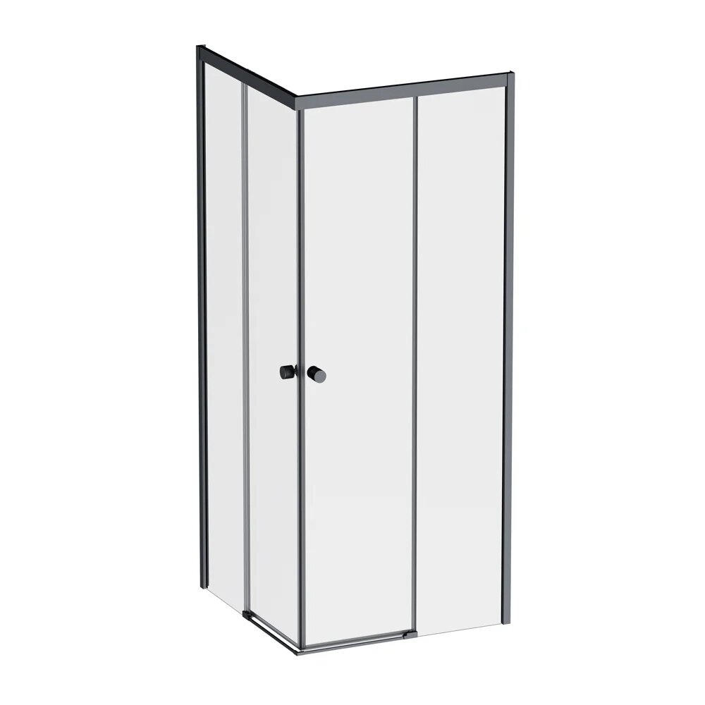 Душевой уголок AM.PM X-Joy W94G-403-8080-BT1K без поддона, стеклянный, черный, 79x79, квадратный, раздвижной