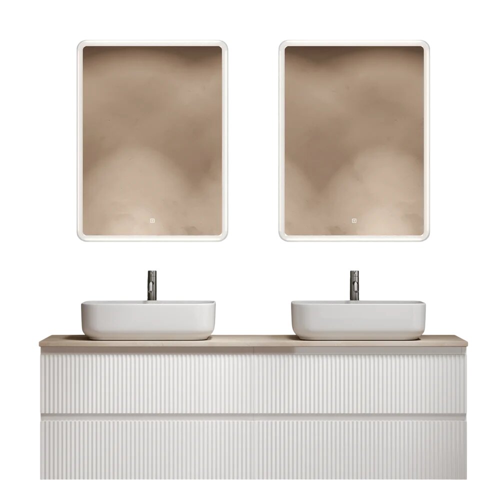 Мебель для ванной комнаты Sancos Snob R 160 bianco, столешница бежевая TT160A2X, раковина CN5043