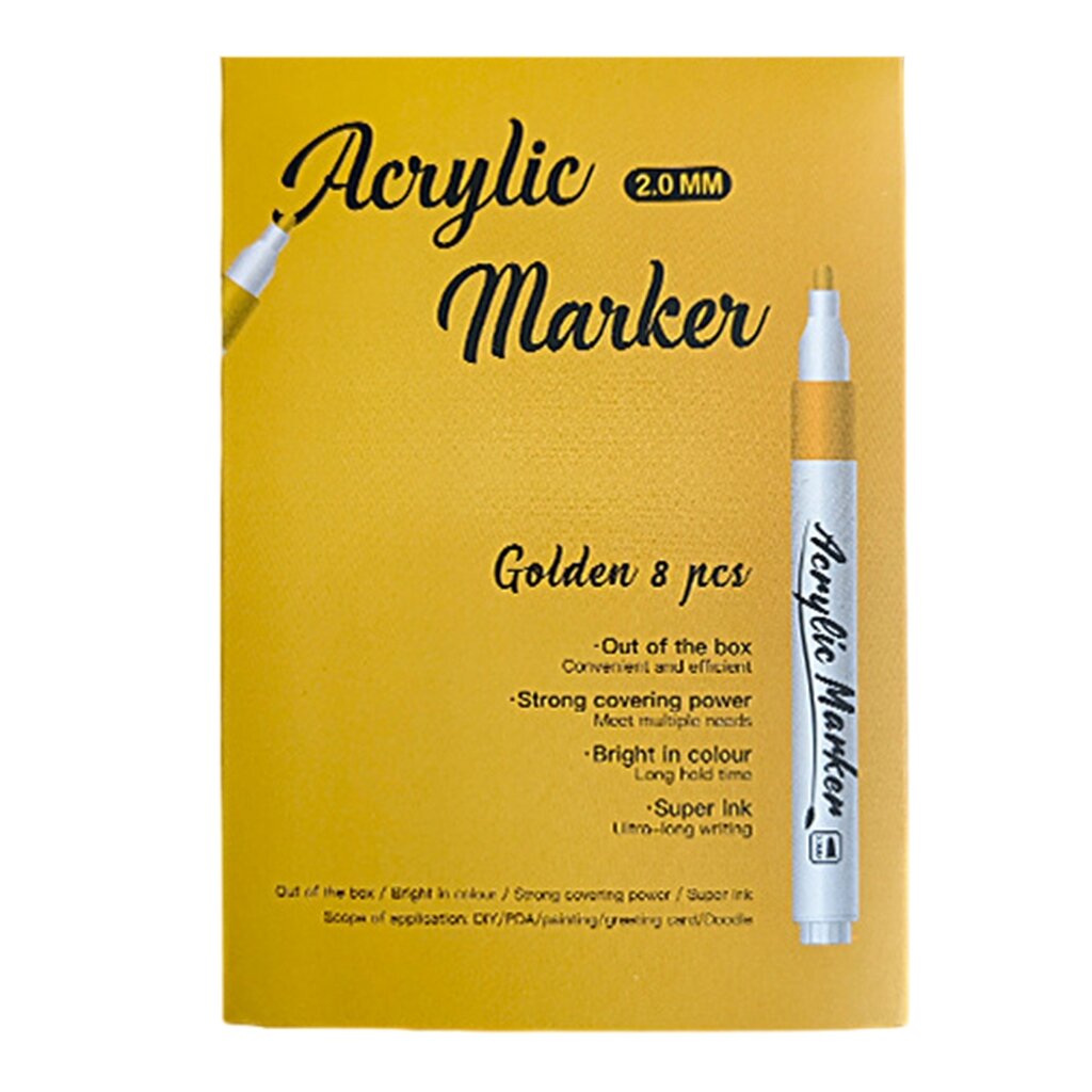9 Наращиваемых маркеров для подсветки, цвета Золото, серебро, белый, Водонепроницаемая акриловая ручка для темных условий