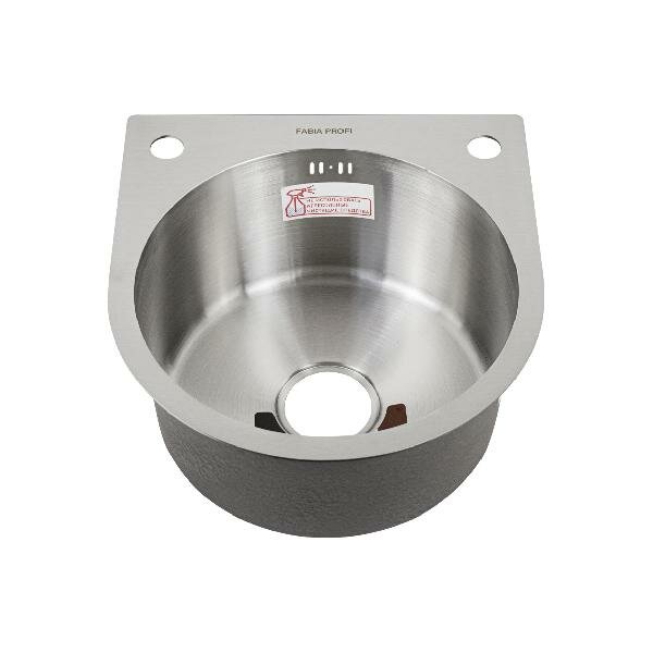 FABIA PROFI Мойка врезная круглая d=44,5х42см толщ.-3,0 х 0,8мм + большой сифон нерж 445423