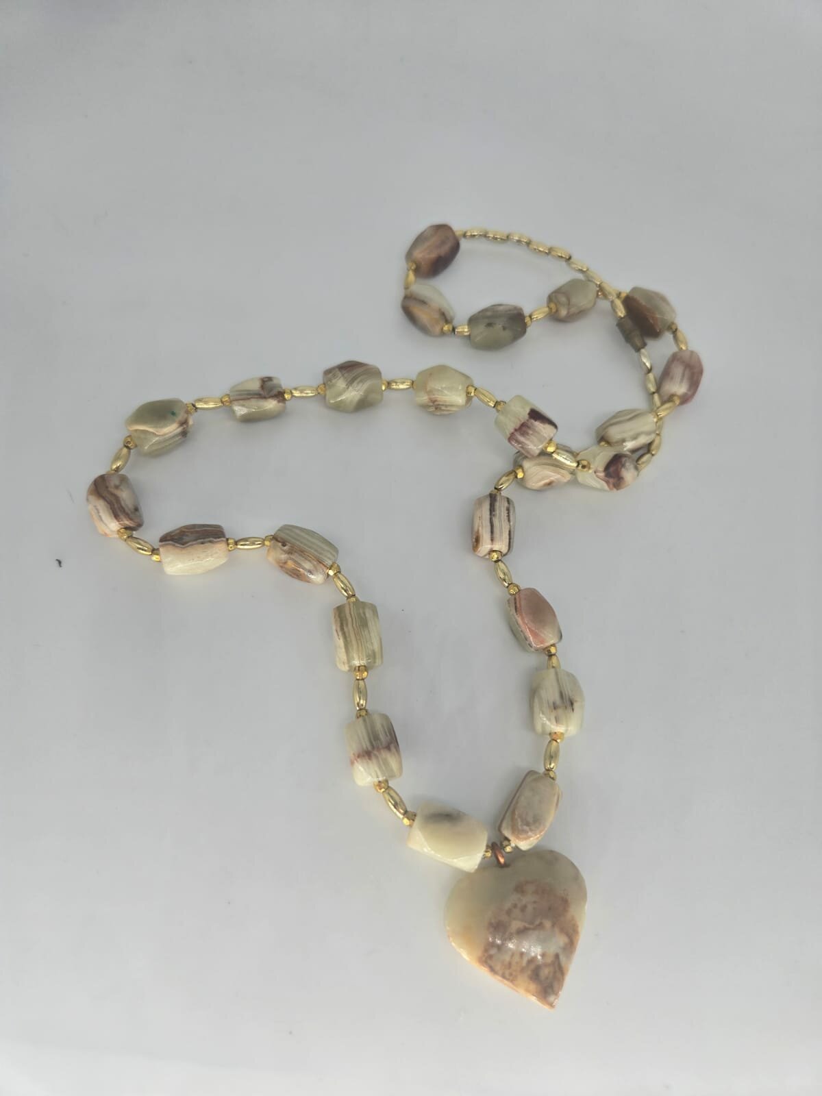 Бусы / Колье из натурального оникс с уклоном в форме сердца винтажные советские, СССР