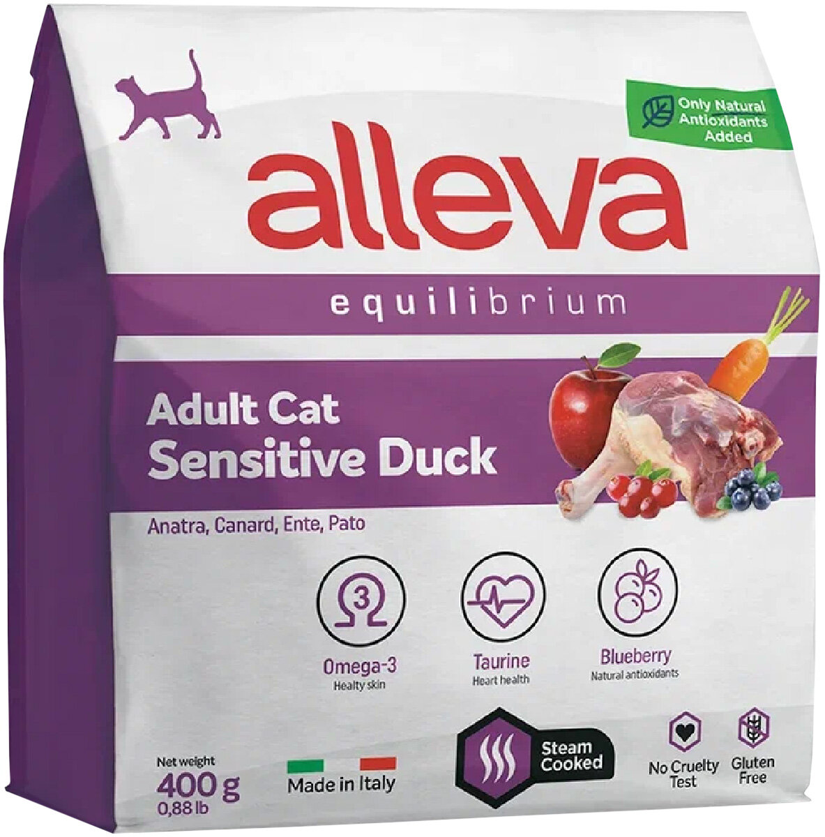 ALLEVA EQUILIBRIUM ADULT CAT SENSITIVE DUCK для взрослых кошек с чувствительным пищеварением с уткой (0,4 кг)