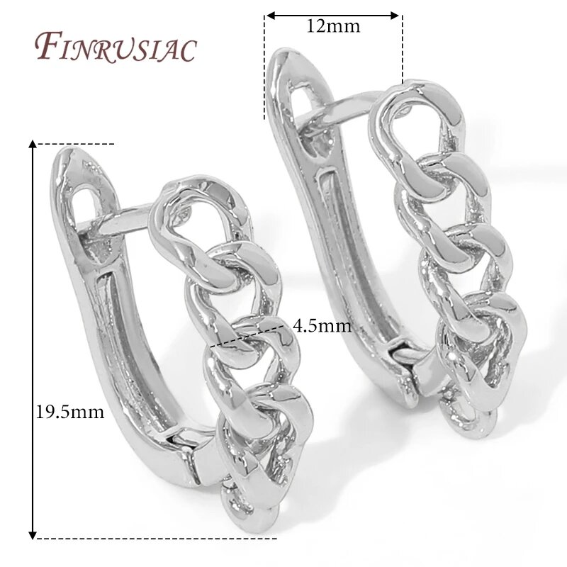 Сережки-крючки FINRUSIAC, 2 пары, Родий, Размер: 2 pairs