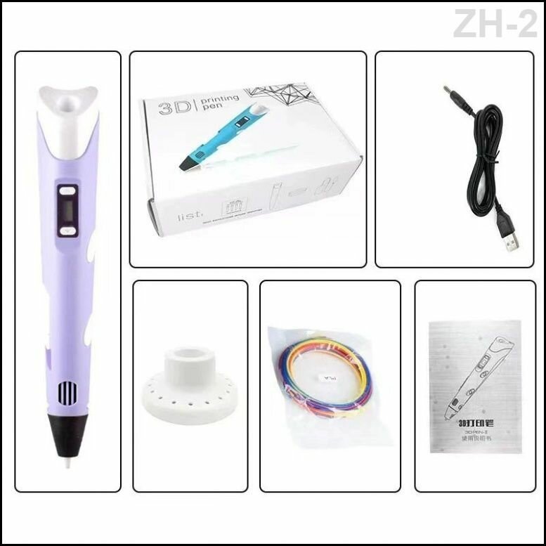 3D ручка с набором пластика и трафаретами детская. Комплект для творчества с ручкой 3д и пластиковыми стержнями для детей, мальчика и девочки