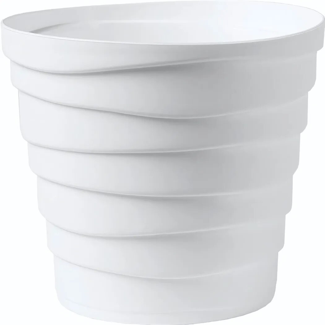 Кашпо пластиковое 0,9л, d-13,2см, белый, для цветов, легкое и удобное