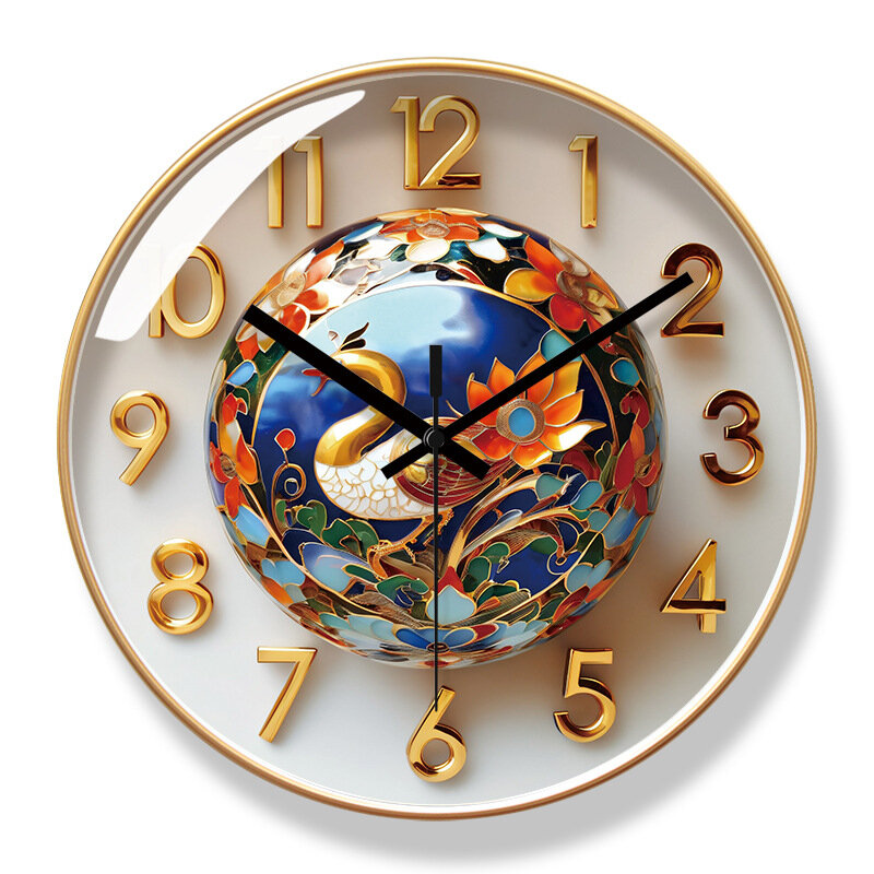 Креативные настенные часы «Павлин» | Бесшумные кварцевые часы без тиканья | Современный художественный дизайн | Декоративные часы для гостиной, спальни, кухни | 30 см