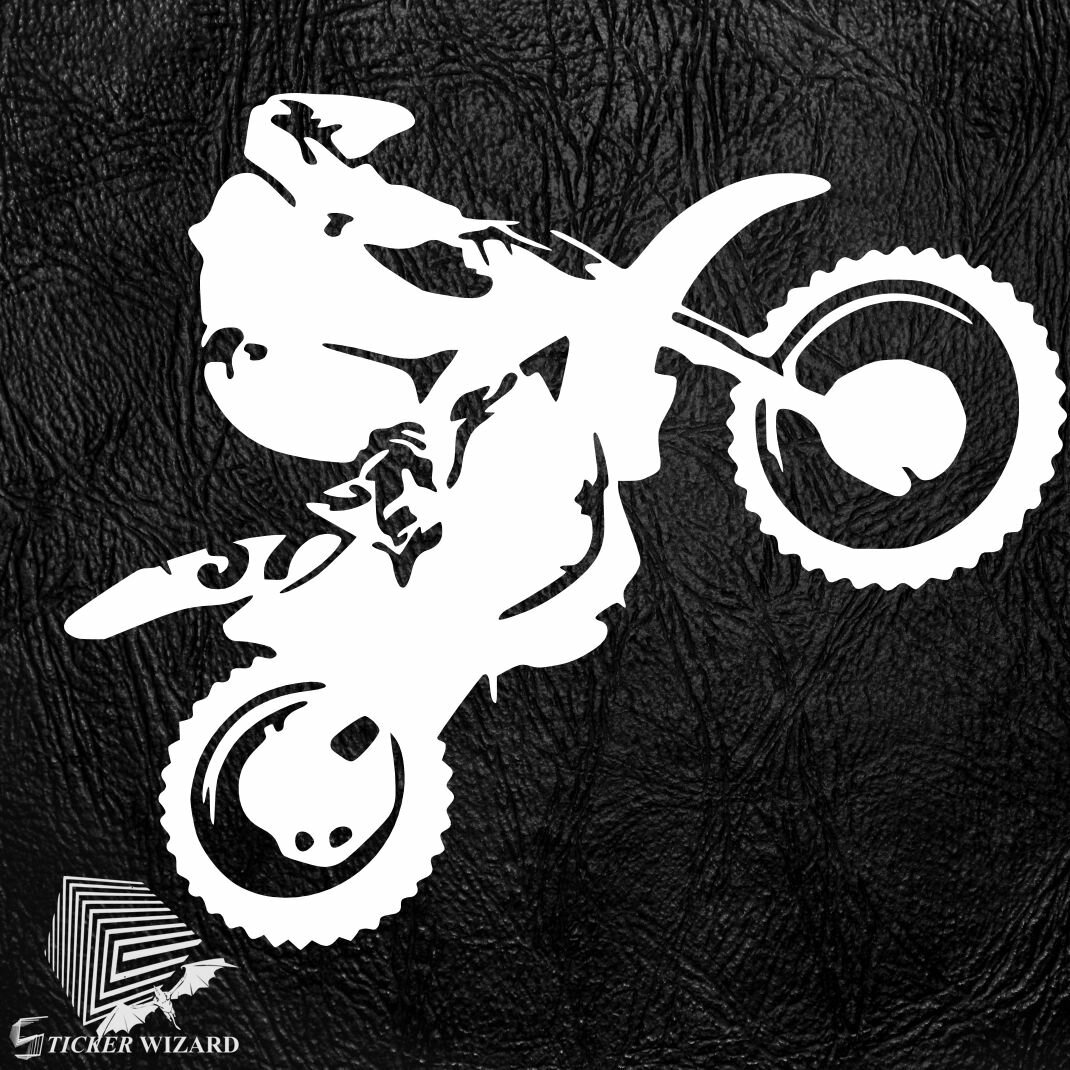 Наклейка виниловая на прозрачной основе "мотоциклист спортивный кроссовый мотоцикл"