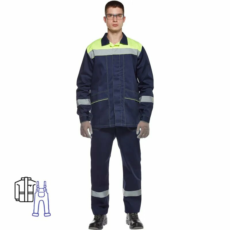 Костюм рабочий летний муж л35-КПК син/лимон (р.48-50) 194-200, 1754309